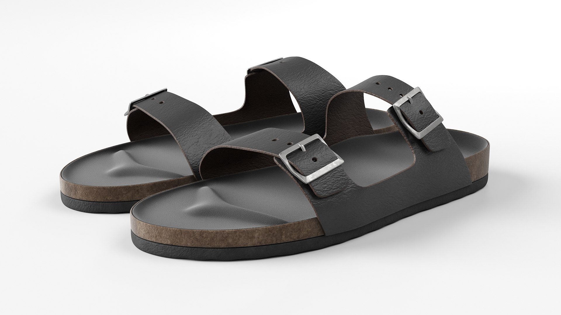 Realistic black leather sandals 3D - TurboSquid 1590658