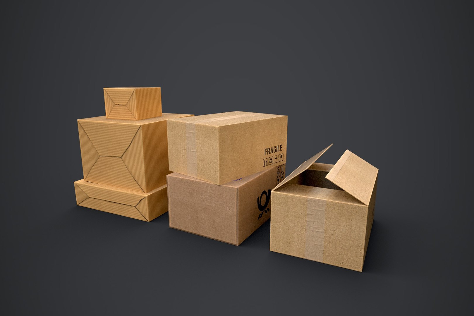 modèle 3D de Cardboard Boxes Pack - TurboSquid 1591650