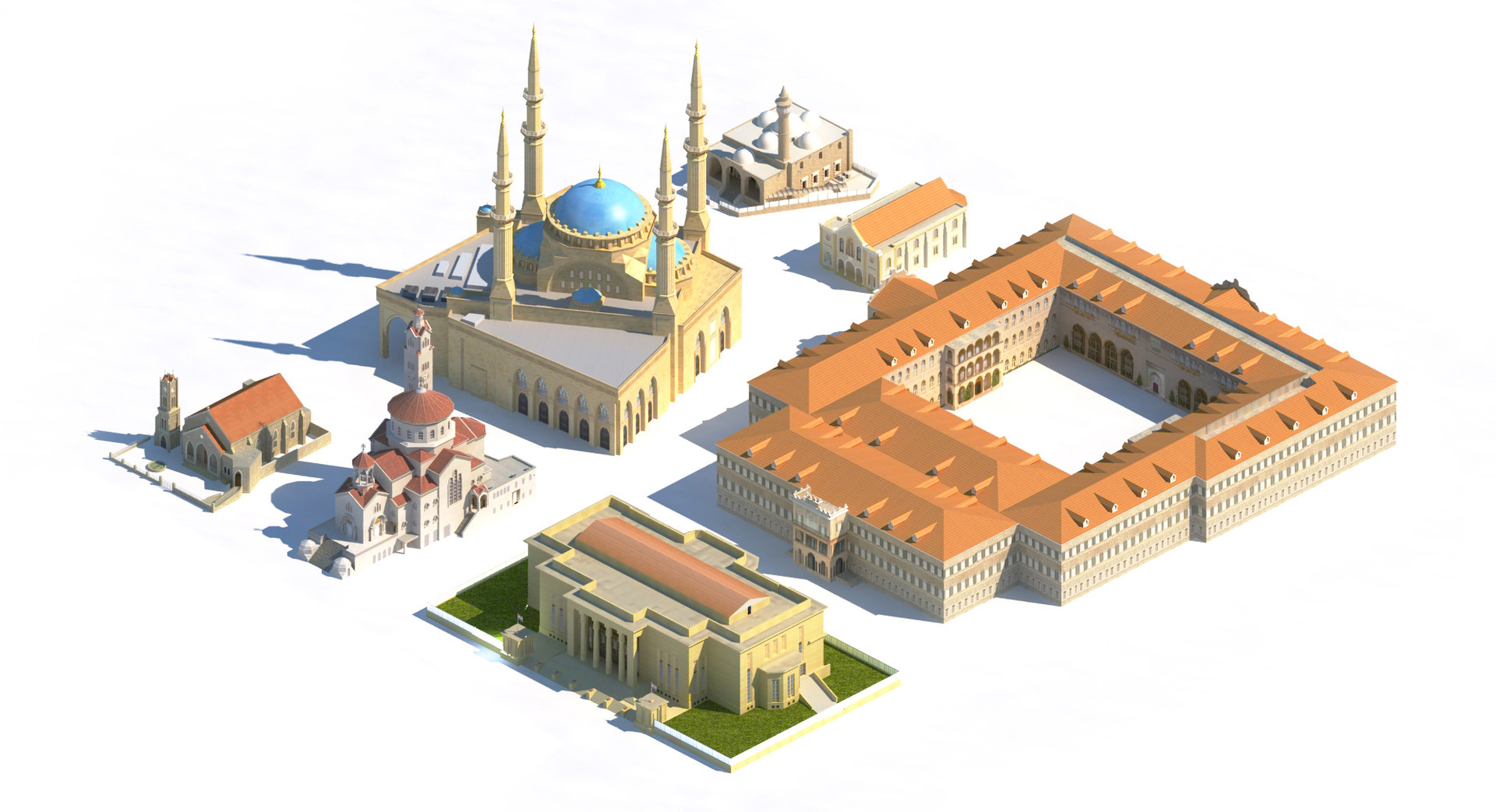 3D monuments beirut church mosque - TurboSquid 1587177