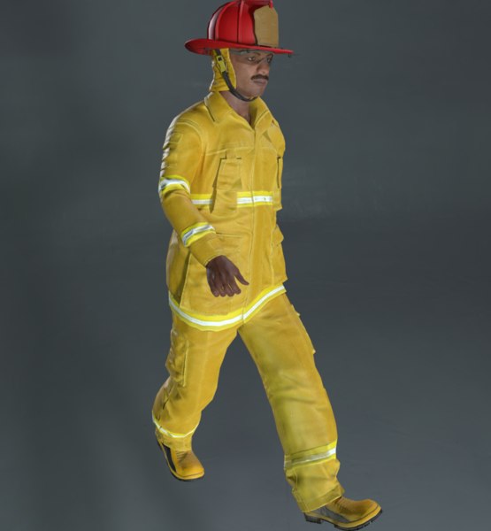 3d model man fireman