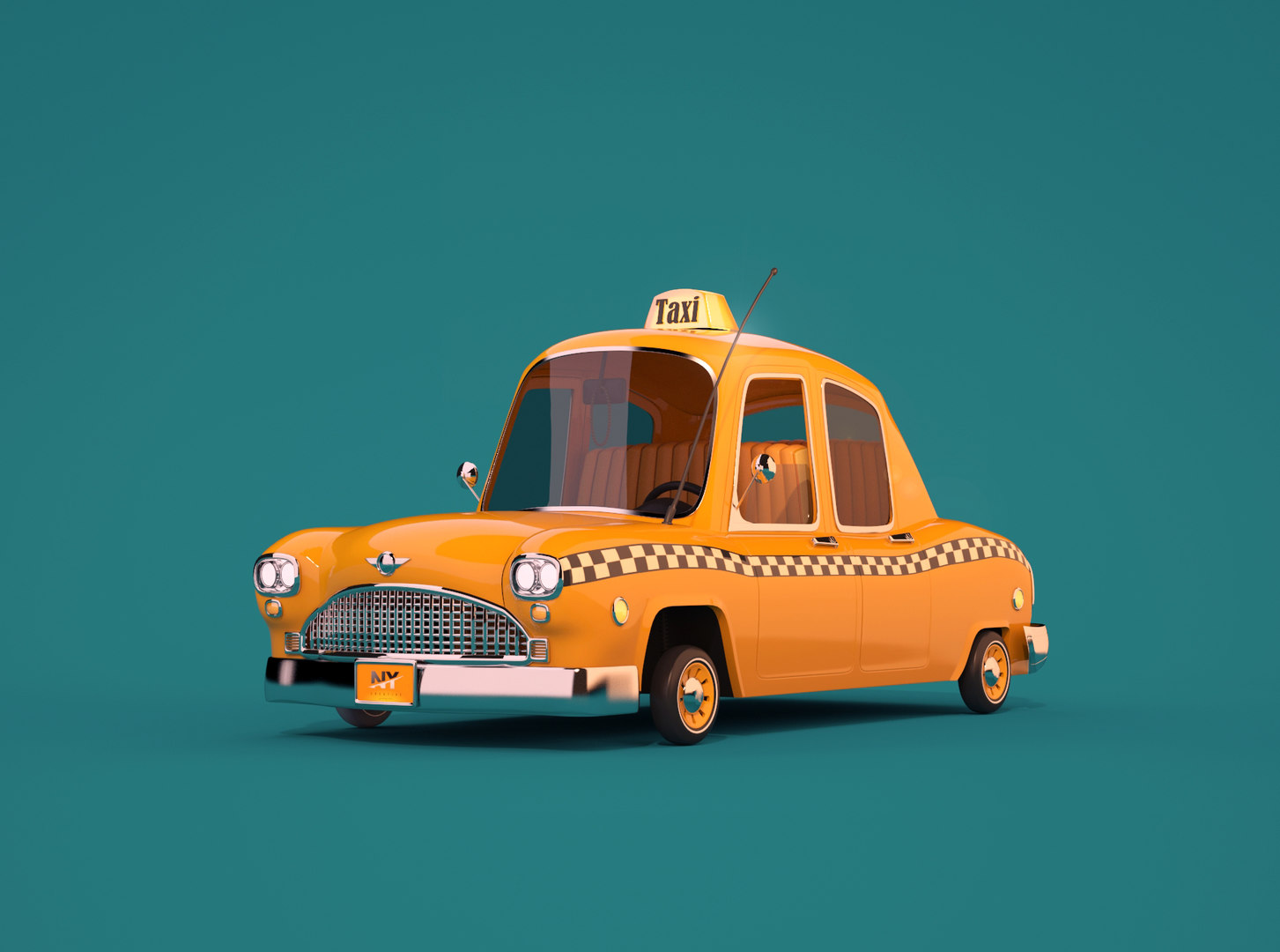 Cartoon taxi car 3D - TurboSquid 1593354