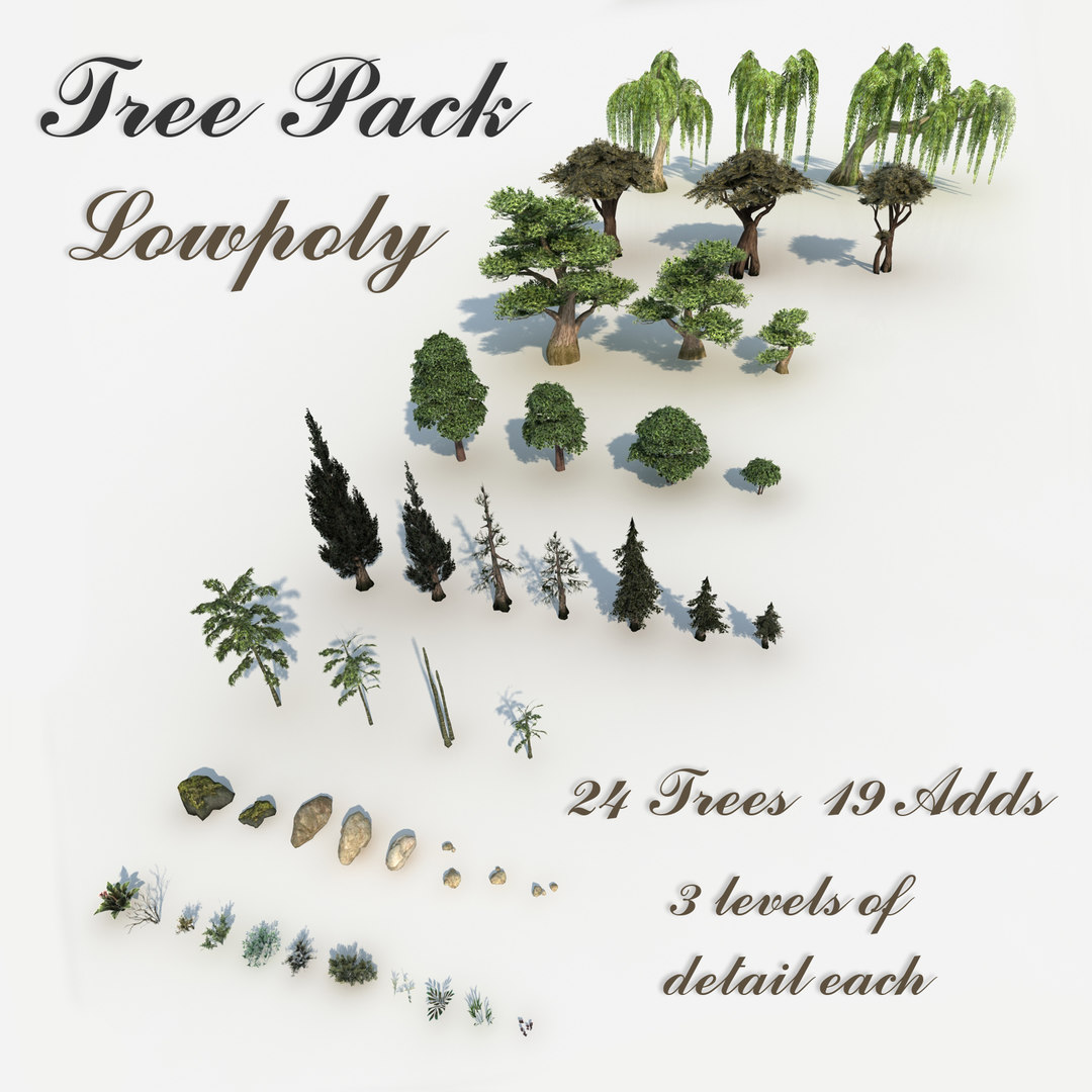 3D pack pebbles small plants tree - TurboSquid 1594241