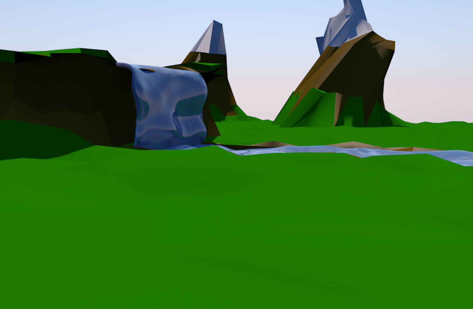 modelo 3d Paisaje Low Poly con cascada - TurboSquid 1593854