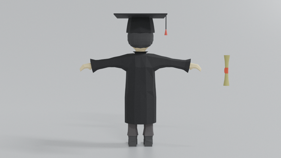 3D graduation guy cartoon model - TurboSquid 1594209