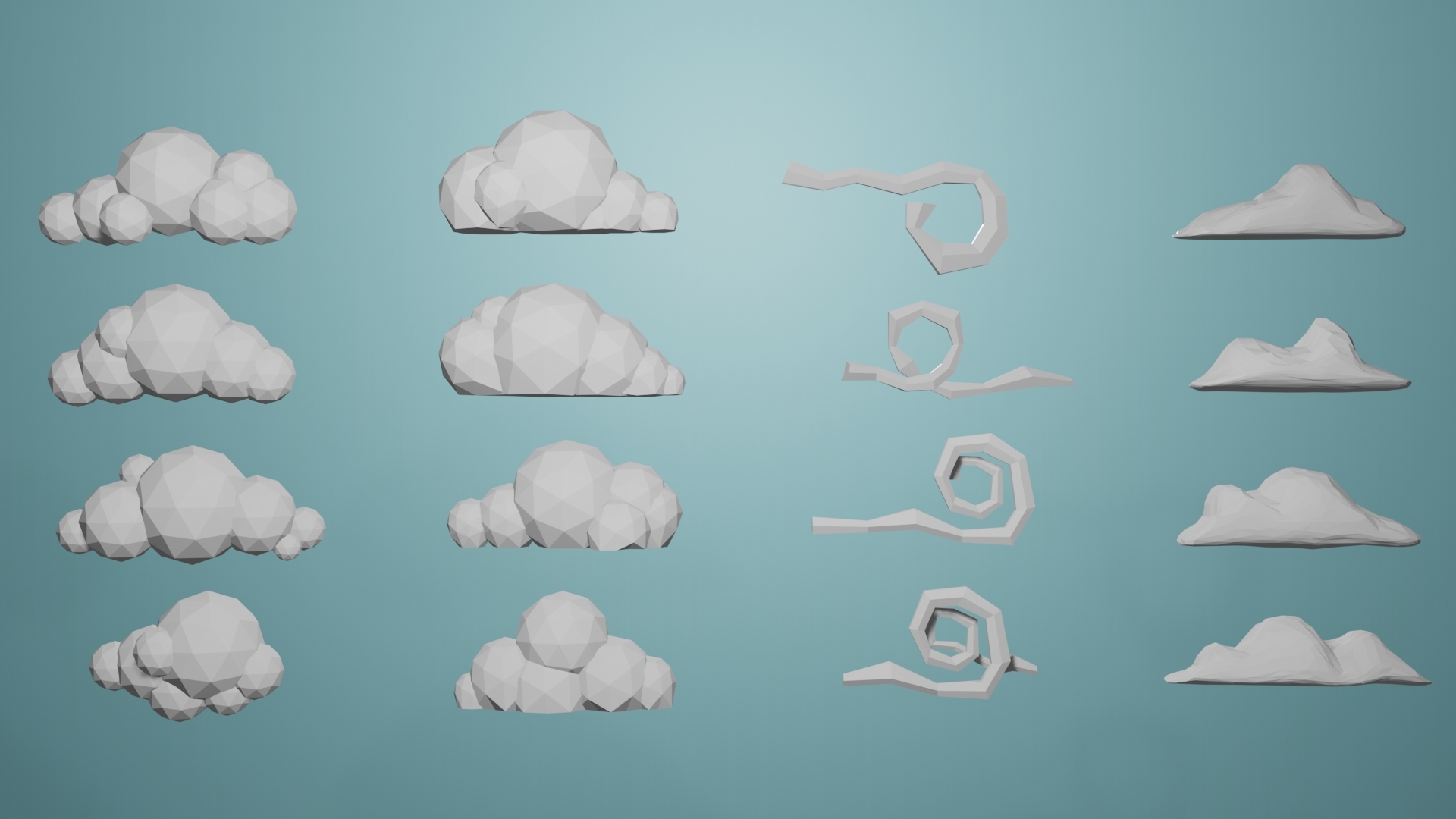 modelo 3d Paquete de nubes Low Poly Clouds16 - TurboSquid 1593855