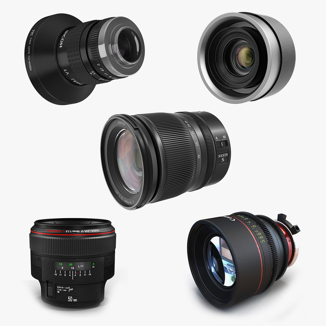 Camera lenses 3 lens 3D model - TurboSquid 1594948