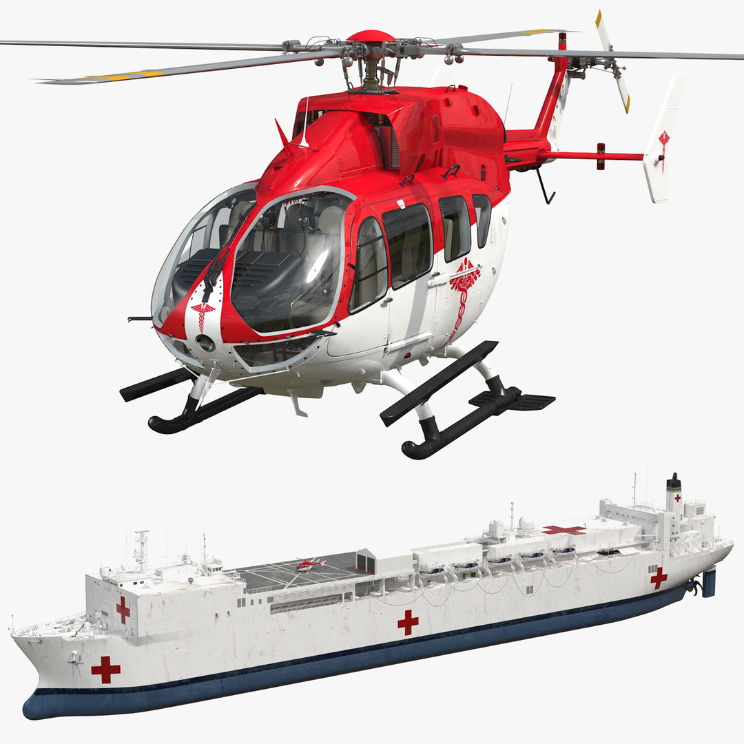 modèle 3D de Hospital Ship with Medical Helicopter - TurboSquid 1597415
