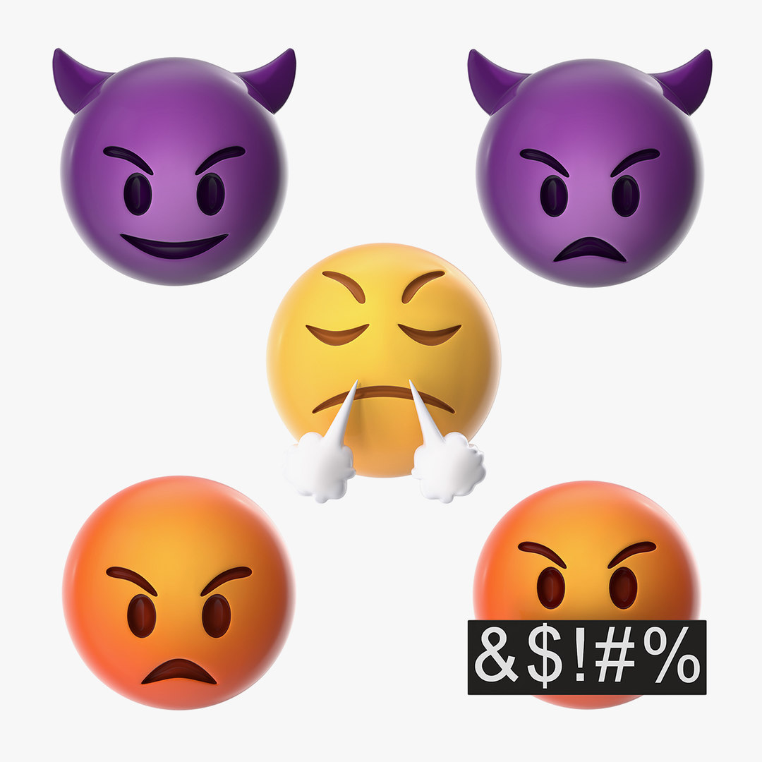Emoji angry faces 3D model - TurboSquid 1598996