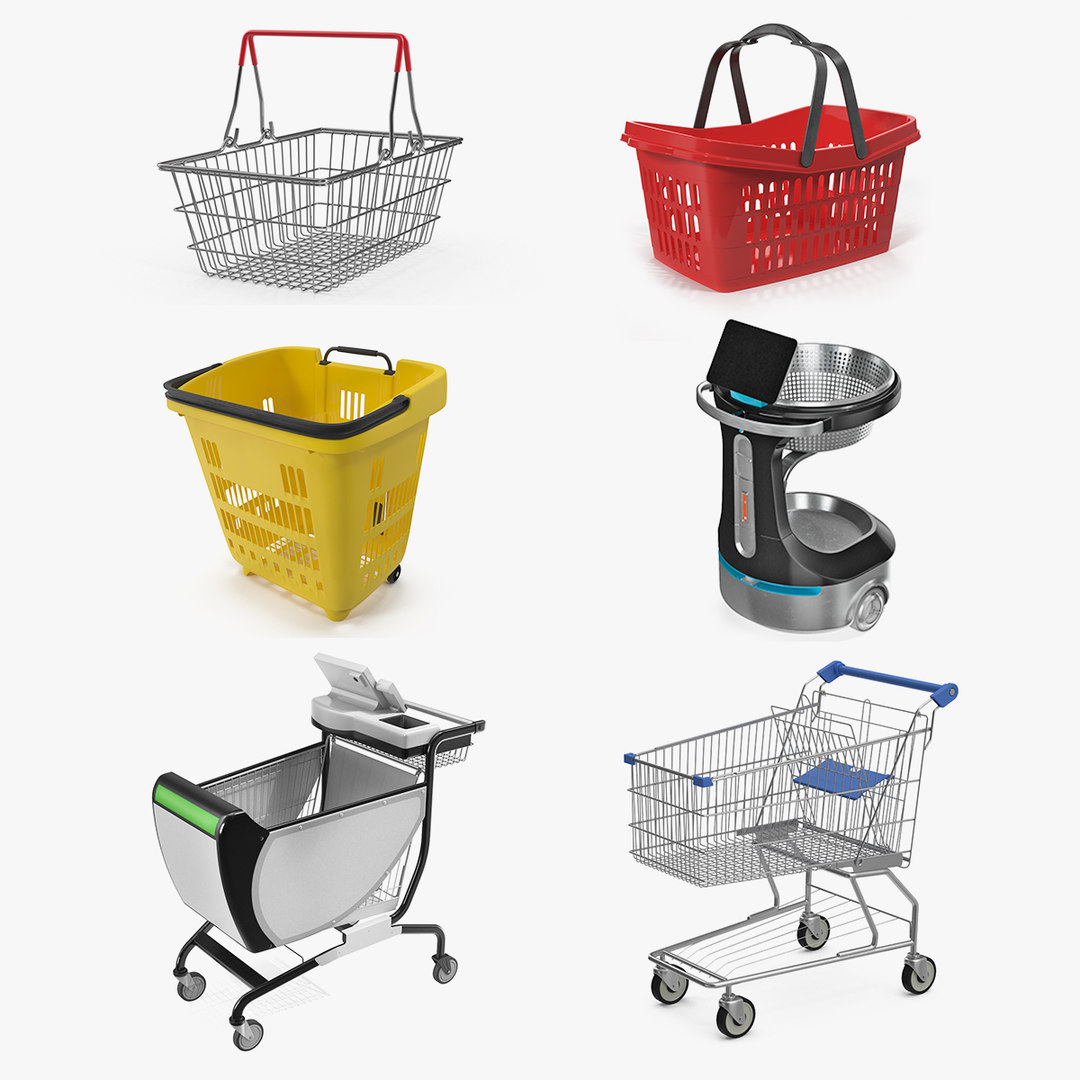 Shopping baskets trolley 2 3D - TurboSquid 1599213