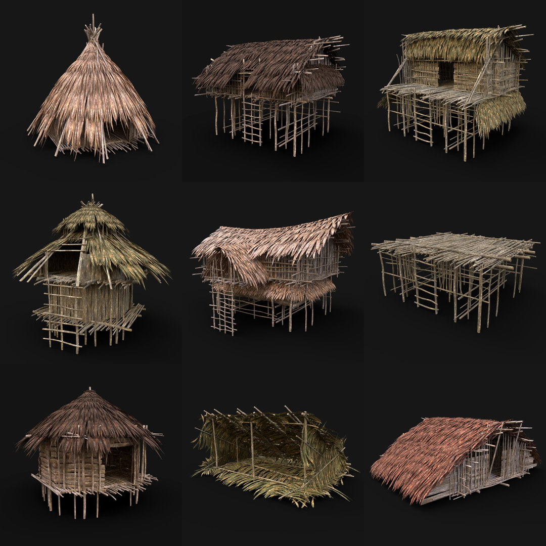 3D model jungle tribal huts aaa - TurboSquid 1599091