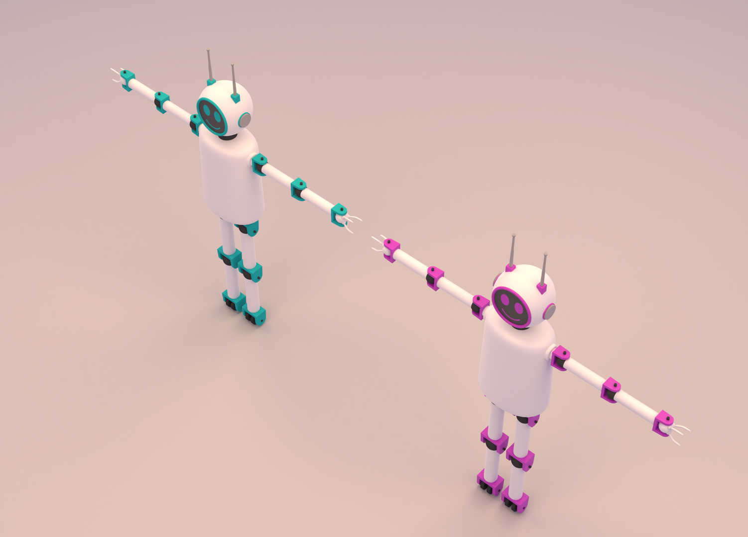 Cartoon cute couple robot model - TurboSquid 1602043