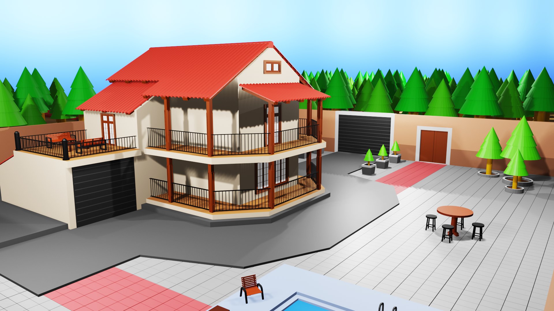 Modern house garden model - TurboSquid 1602708