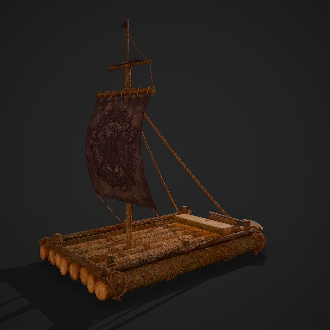 3D medieval raft - TurboSquid 1603173