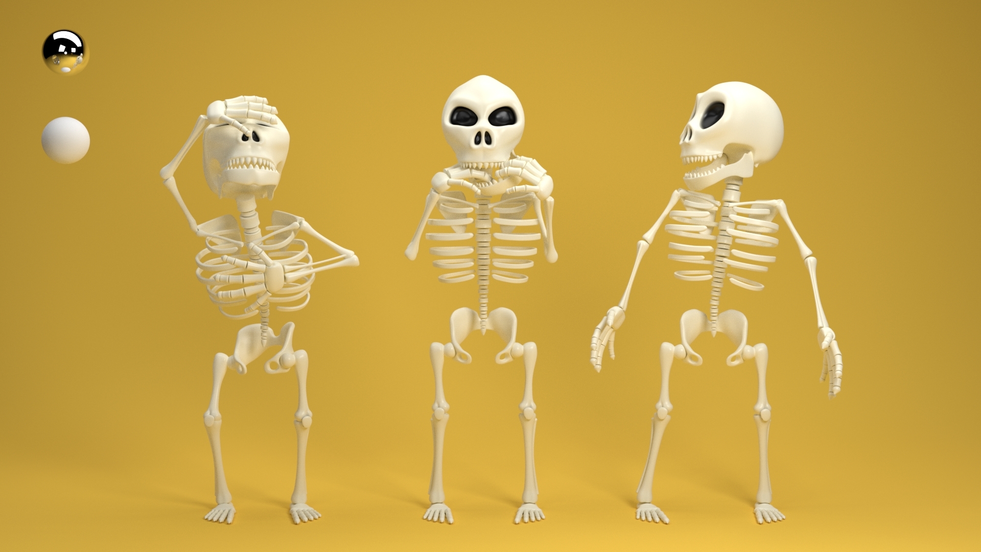 Rigged cartoon skeleton model - TurboSquid 1603326
