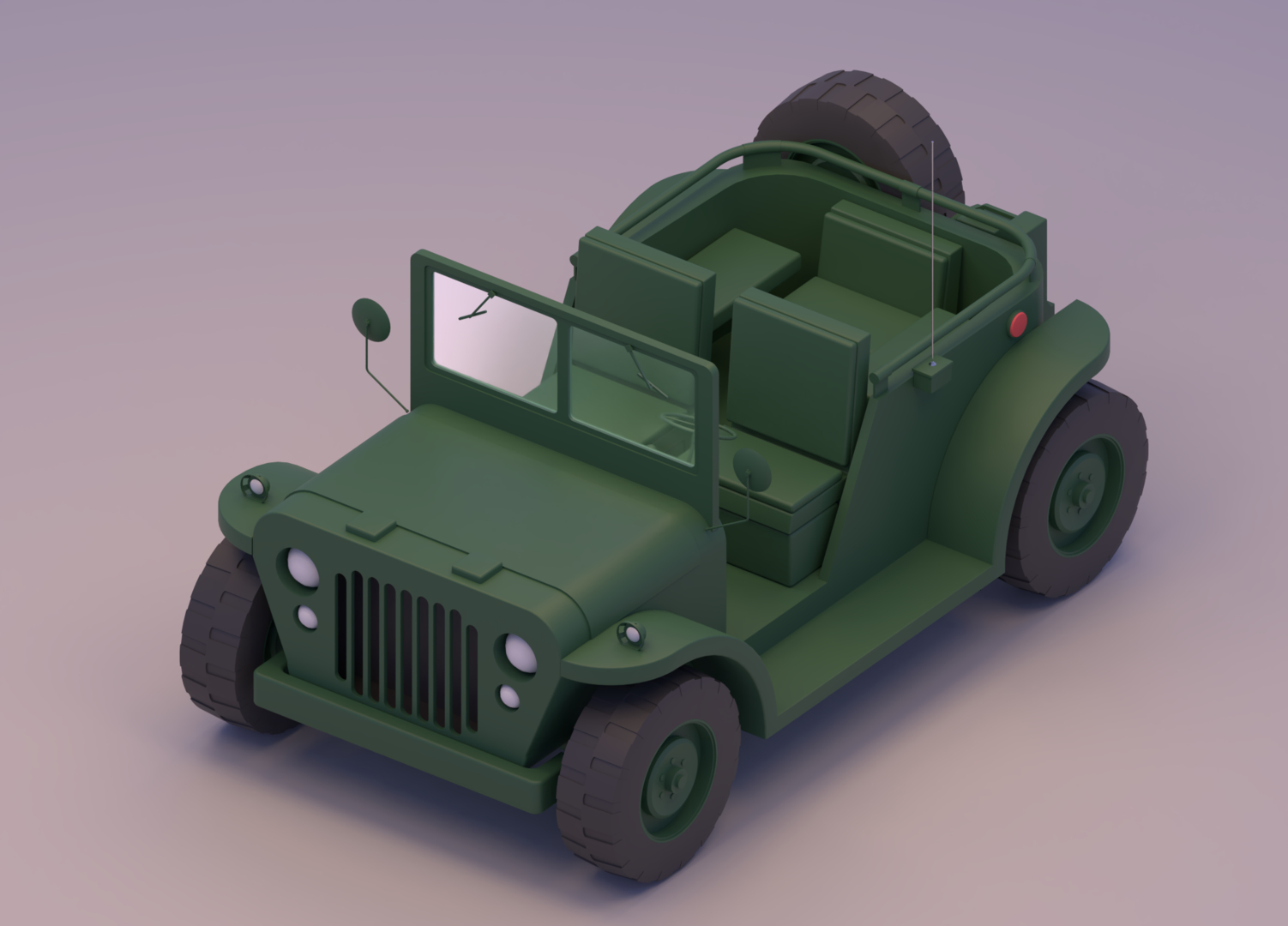 3D model world war cartoon military jeep - TurboSquid 1603641