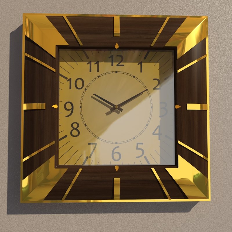 Square wall clock decoration 3D - TurboSquid 1604962