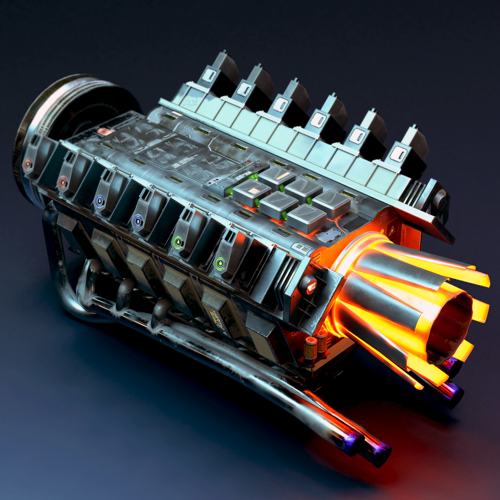 Sci-fi engine v12 jet 3D - TurboSquid 1602656