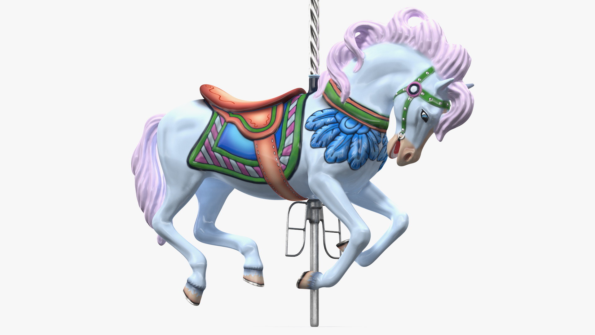 3D carousel galloping horse pink model - TurboSquid 1605118