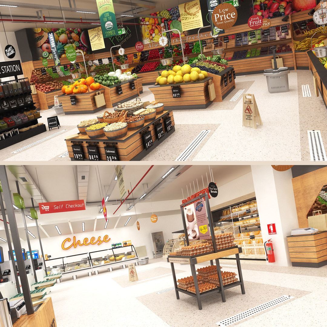3D model realistic natural foods market - TurboSquid 1606378