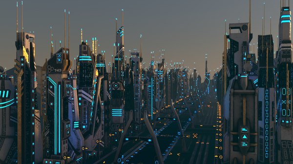 retro futuristic city 3d max