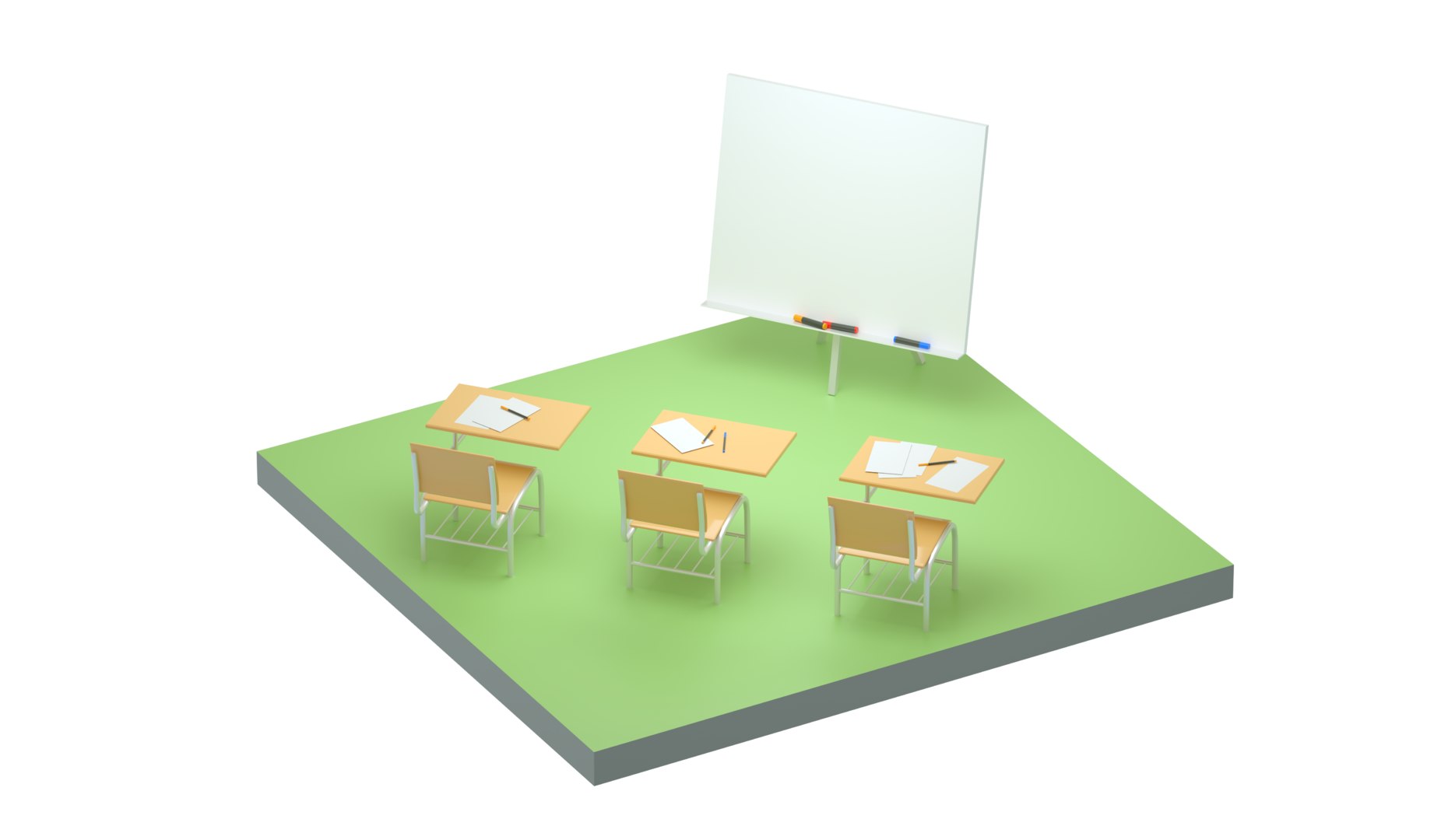 3D low-poly isometric classroom model - TurboSquid 1607454