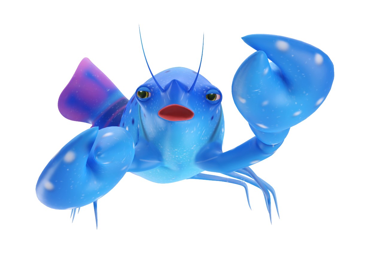 Blue cray fish toon model - TurboSquid 1586179