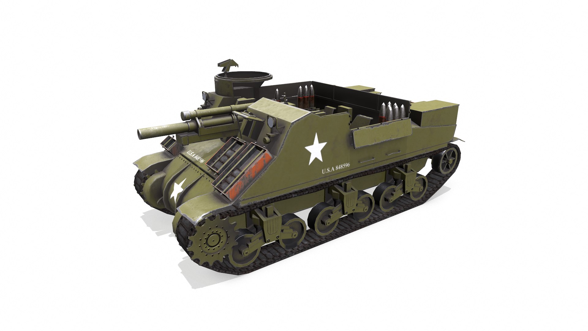 M7 priest howitzer 3D model - TurboSquid 1607975