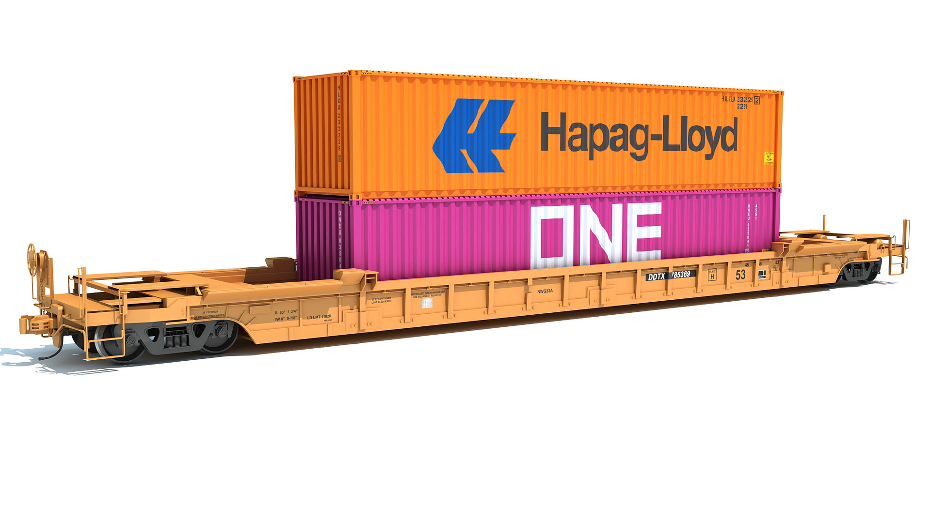 Railroad double stack car 3D - TurboSquid 1608069