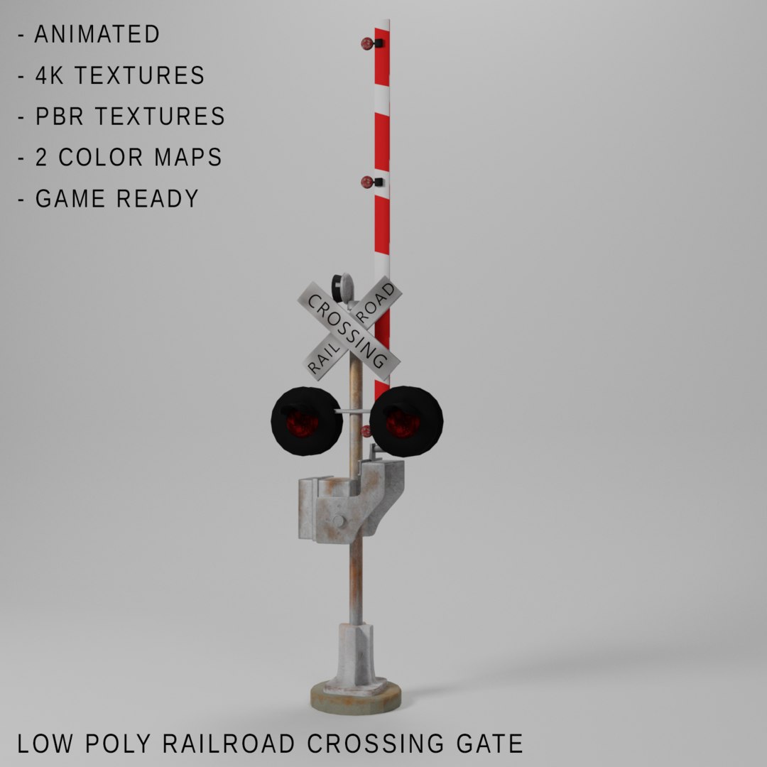 3D railroad crossing gate animations model - TurboSquid 1609502
