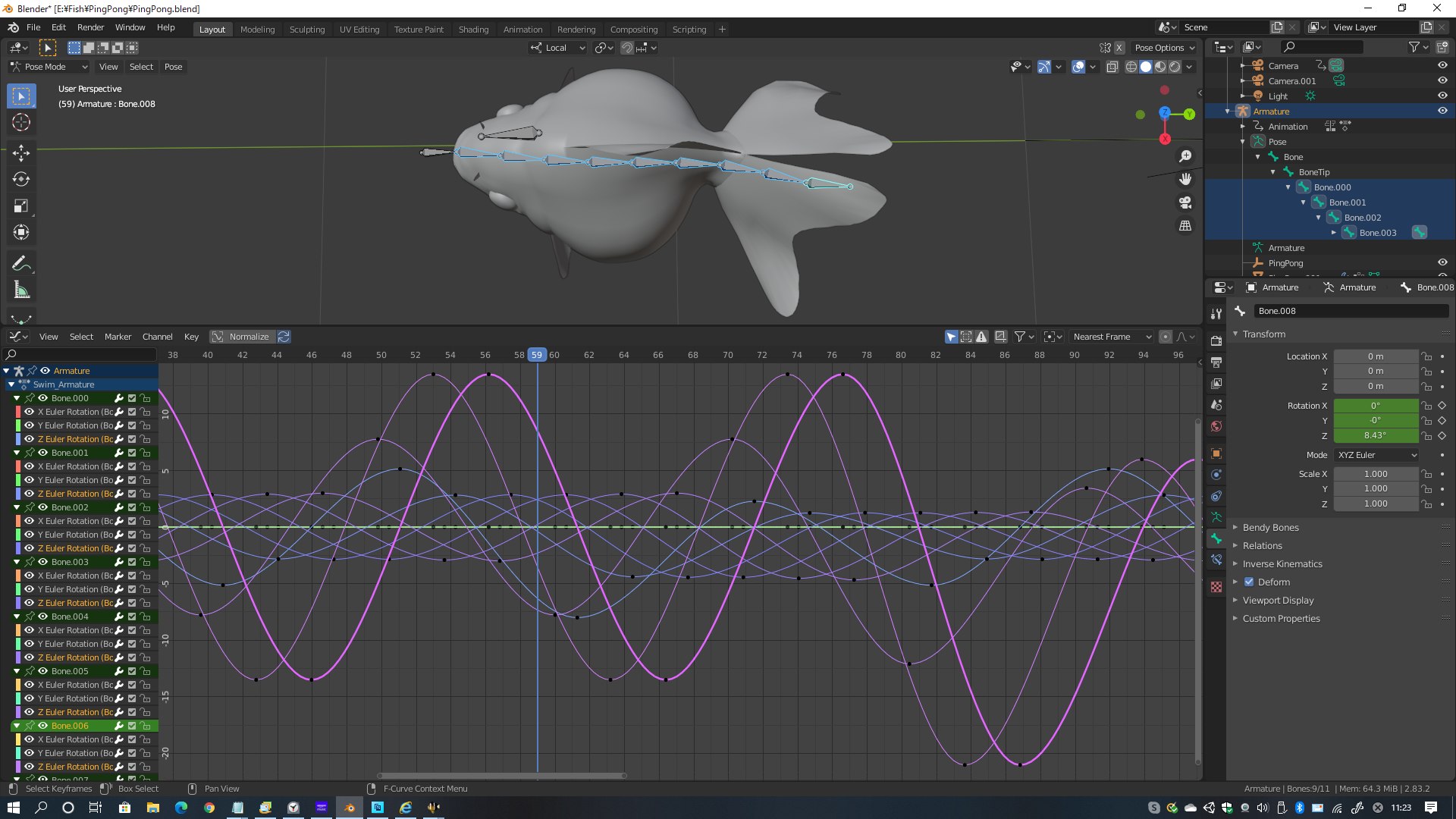 fish goldfish ping-pong 3d model