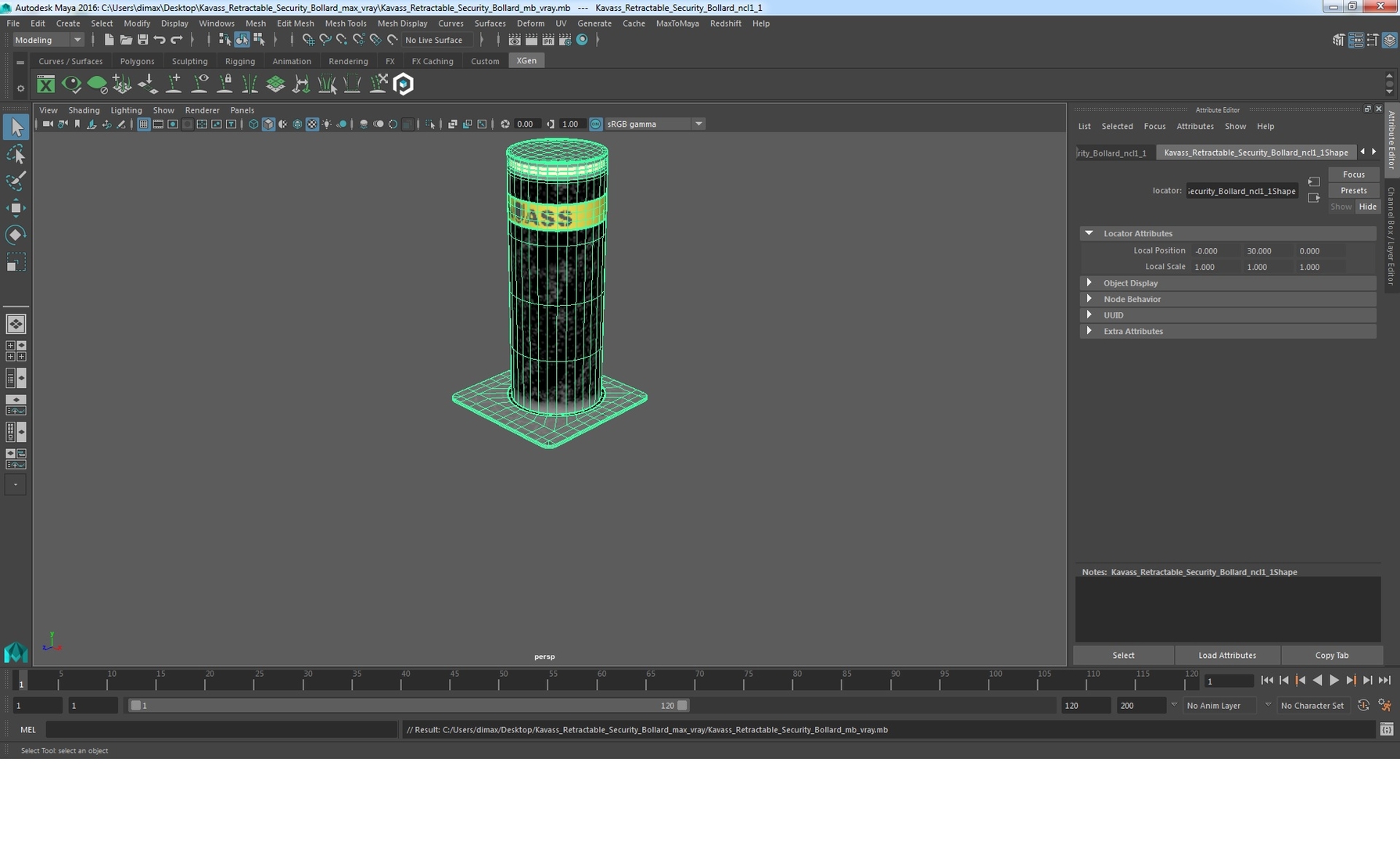 3D model kavass retractable security bollard - TurboSquid 1612633