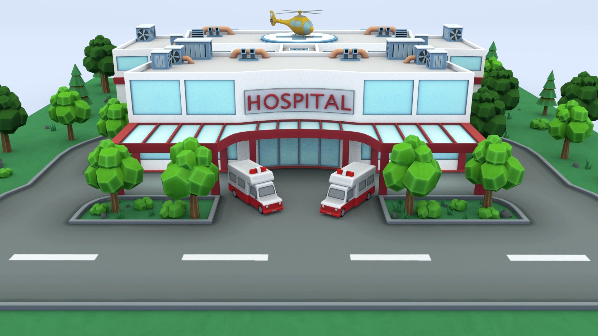 3D cartoon hospital - TurboSquid 1612944