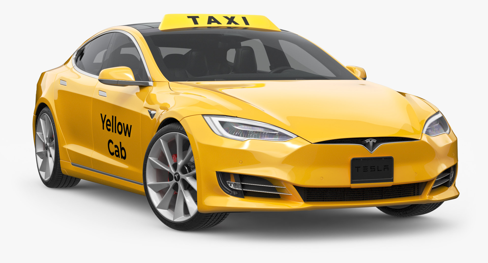 3D модель Yellow Cab Taxi Tesla - TurboSquid 1613210