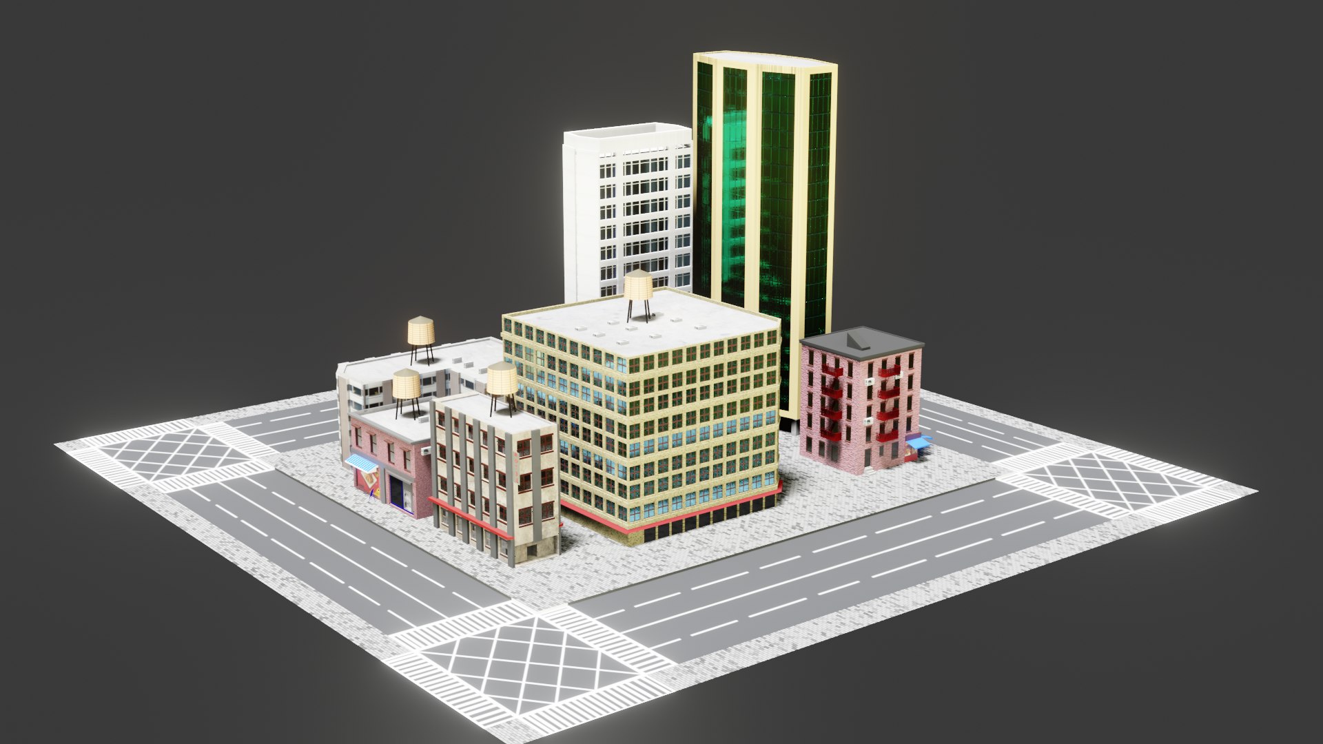 3D city block model - TurboSquid 1614245