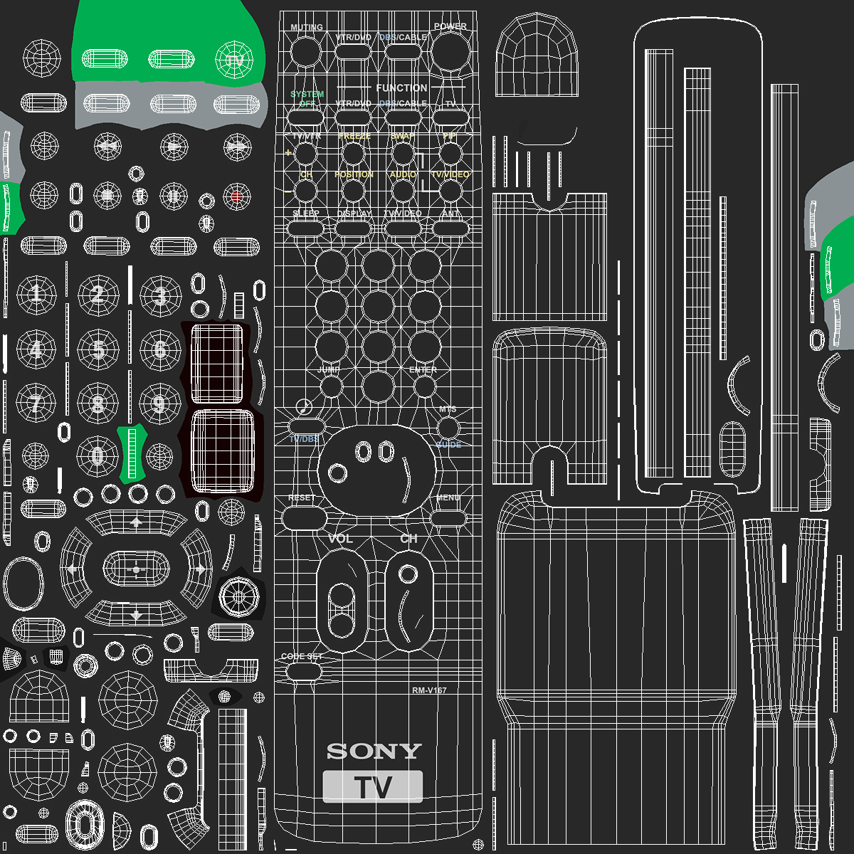 索尼 RM-Y167 红外电视遥控器3D模型 - TurboSquid 1614325