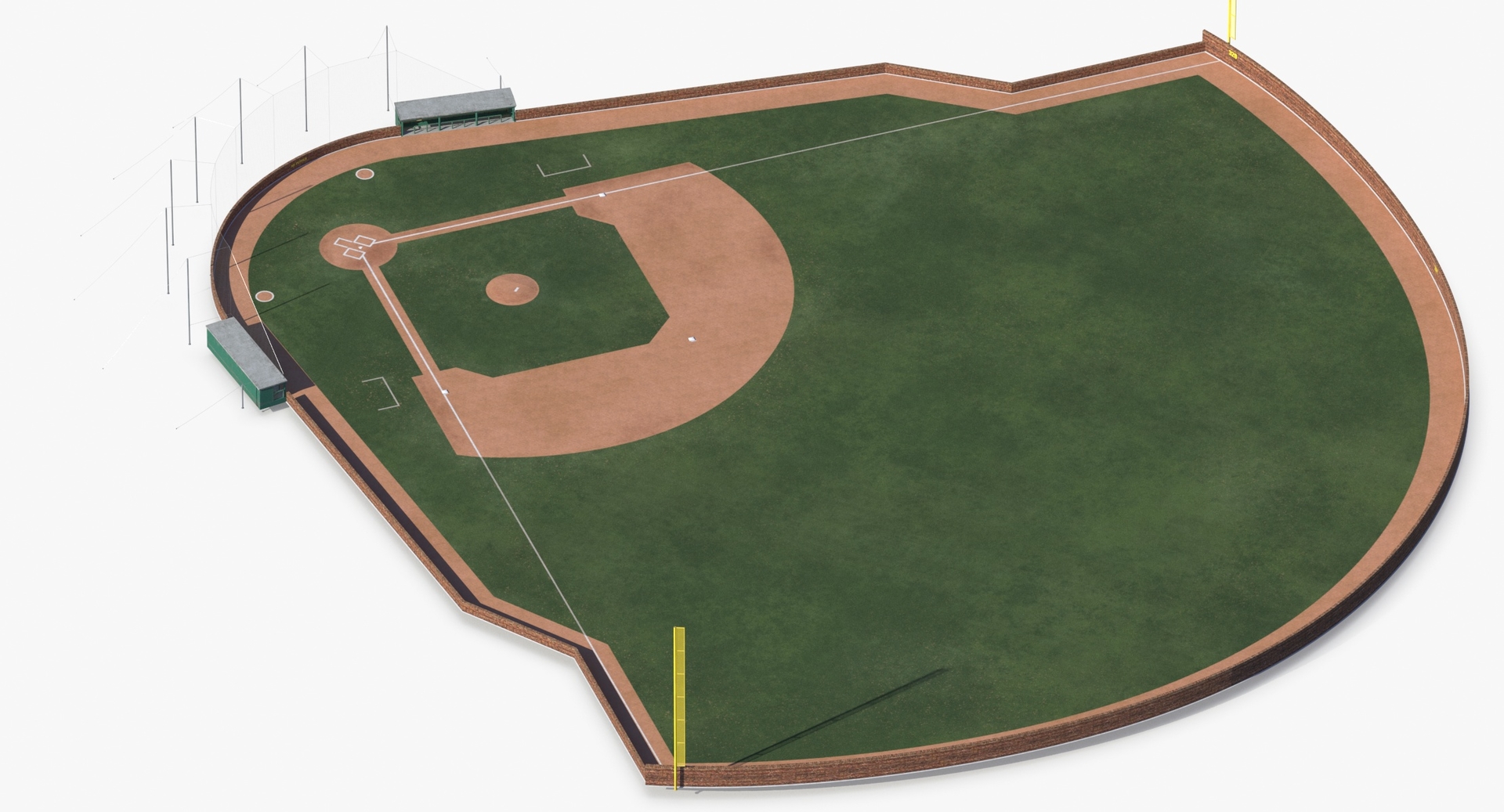 Baseball field - brick wall 3D - TurboSquid 1614385