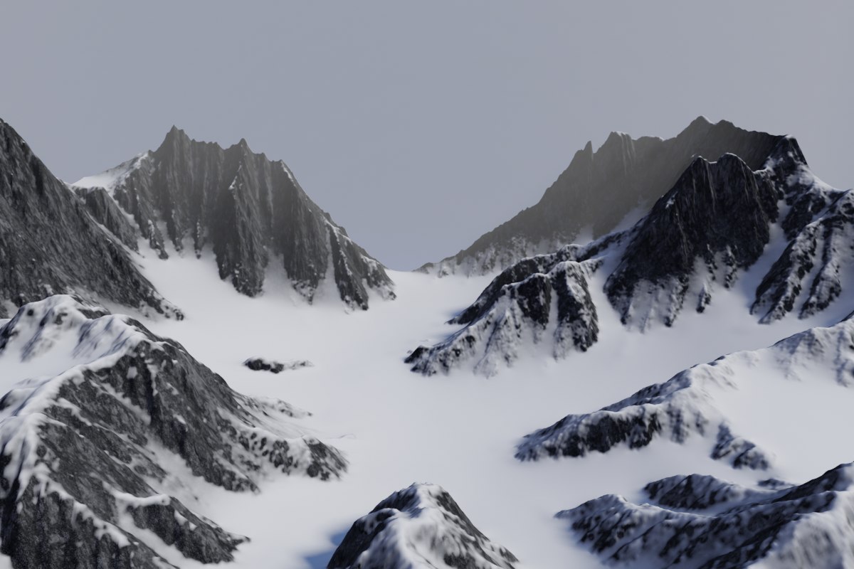 3D model snow mountain valley terrain - TurboSquid 1614771