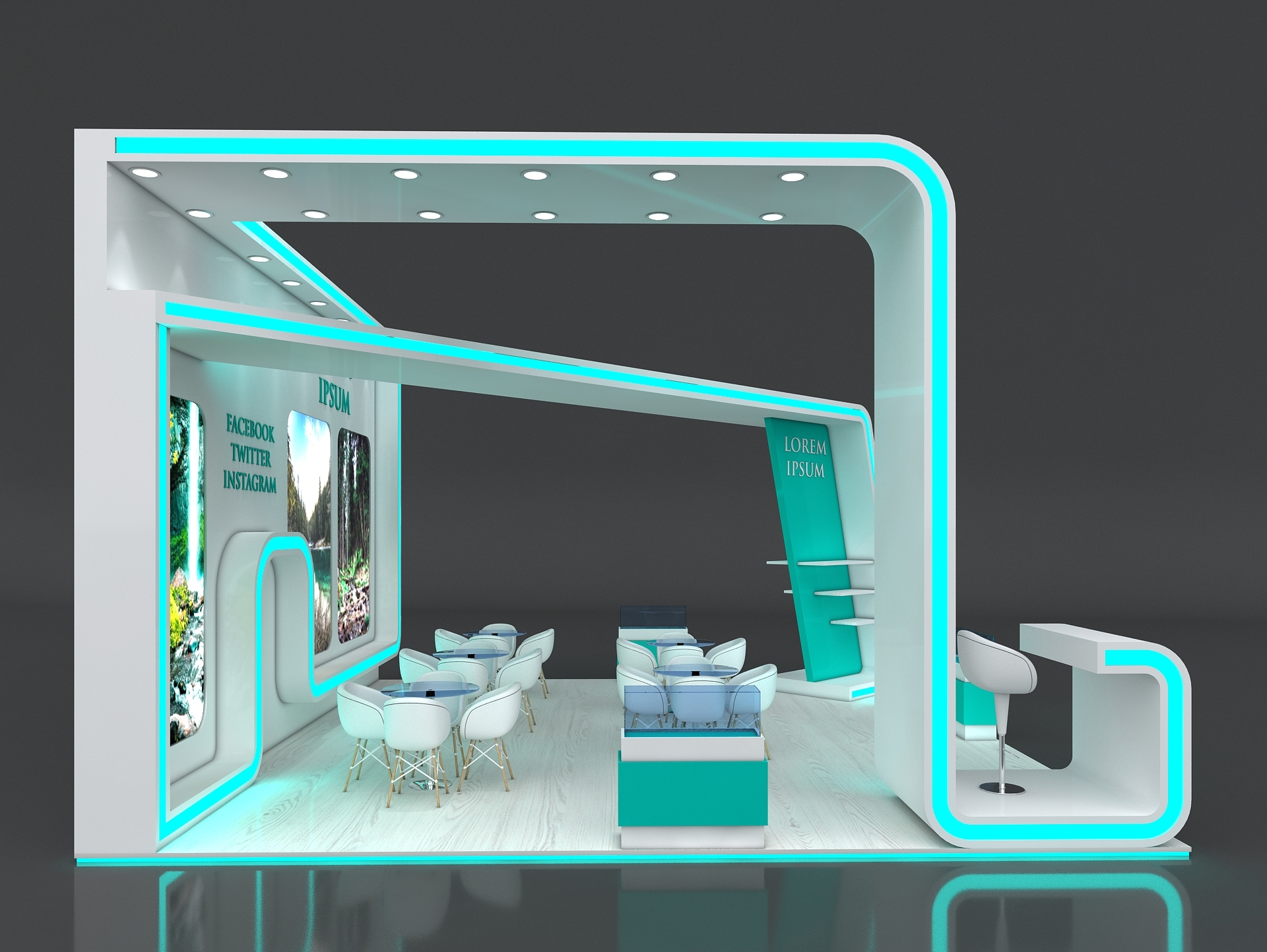 modelo 3d Stand de exposición Stand 7x7m Alto 450 cm 3 Laterales ...