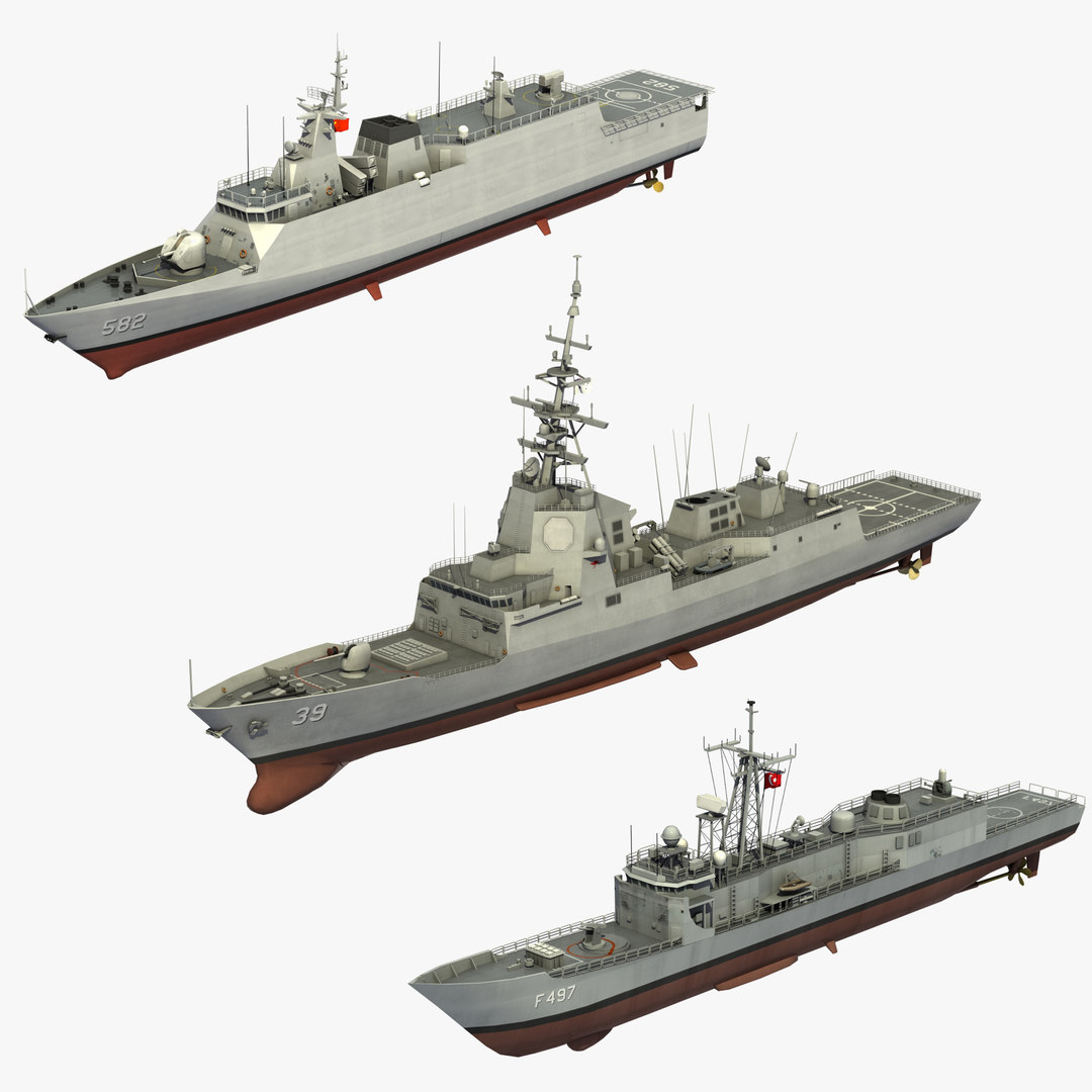 3D 3 warships model - TurboSquid 1617447
