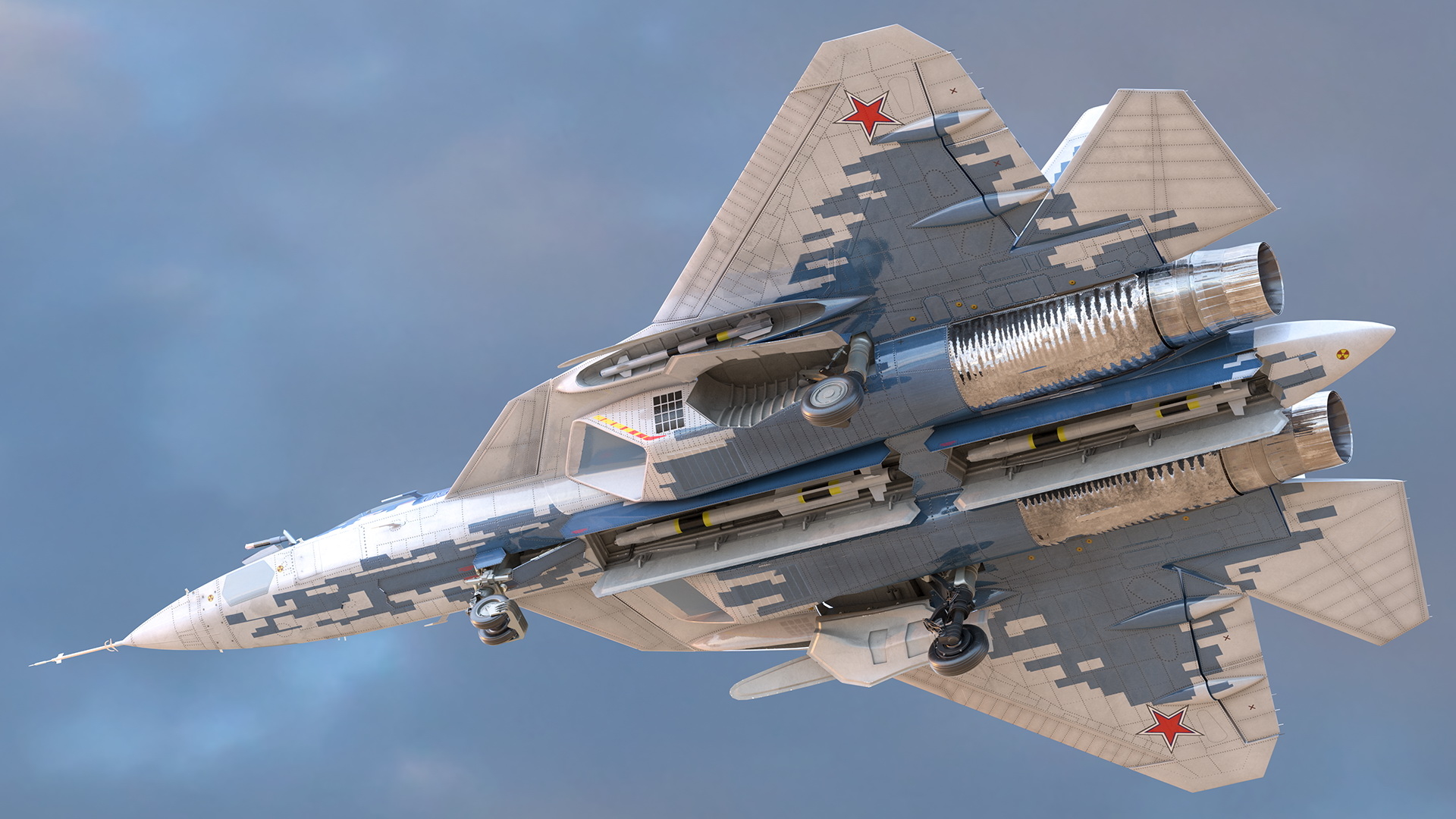 SU 57 Stealth Jet Fighter Pixel Camouflage Rigged Modelo 3D ...