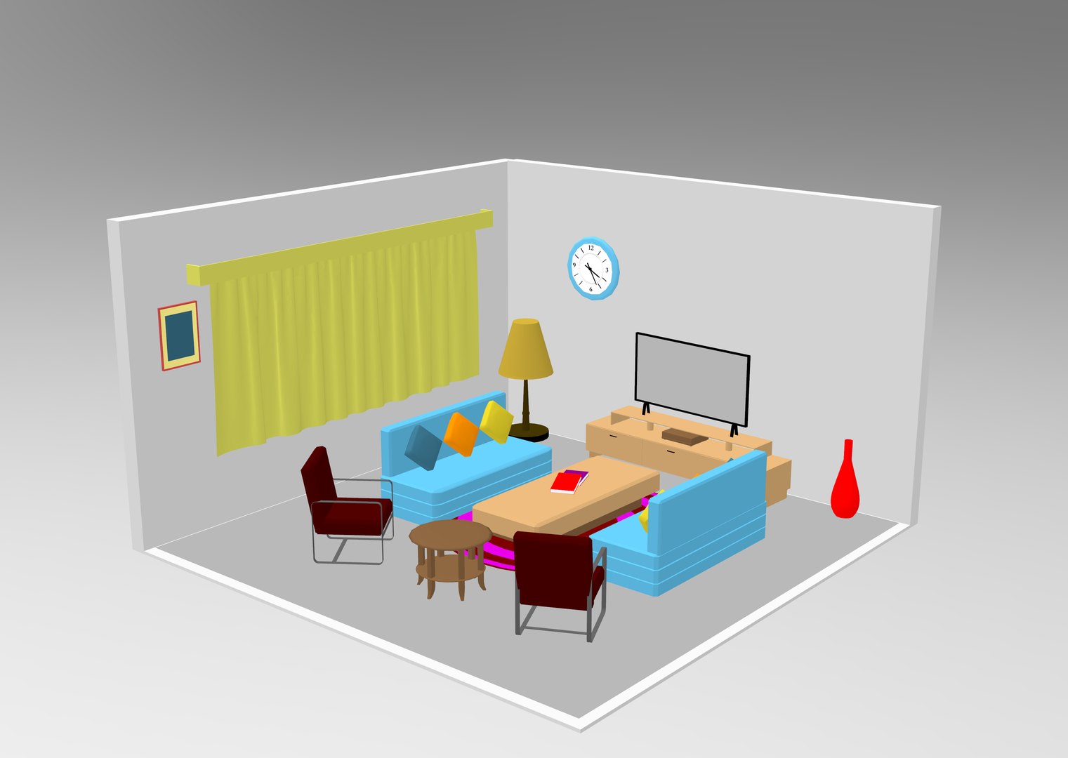 3D cartoonish room interior - TurboSquid 1621288