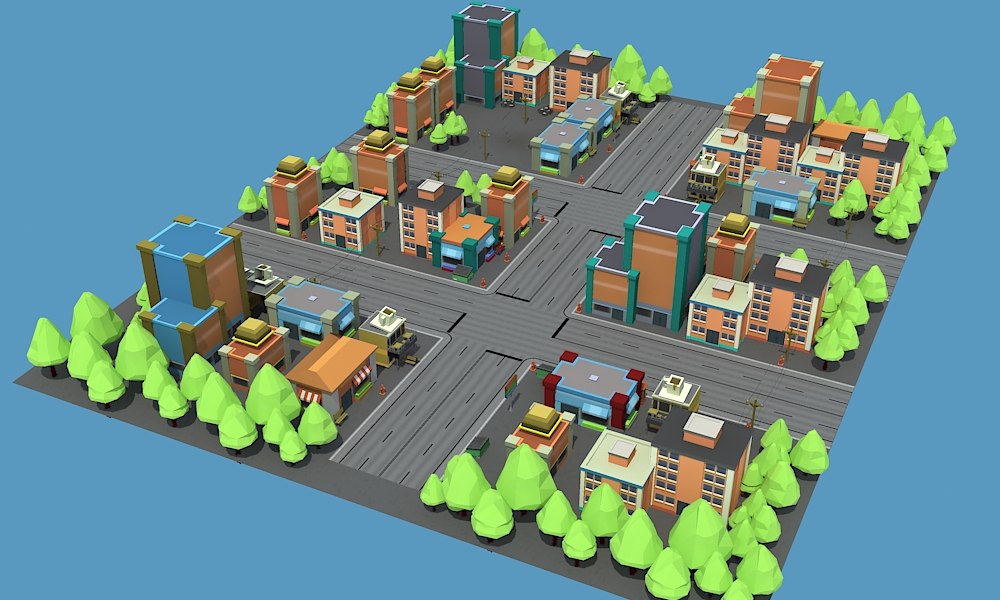 3D cartoon city town animation model - TurboSquid 1621548