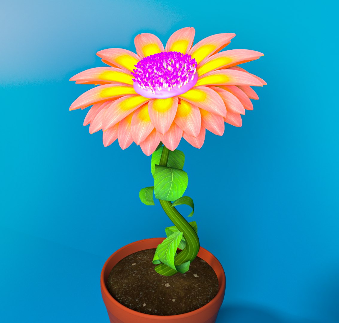 Rigged daisy pink flower 3D model - TurboSquid 1621578
