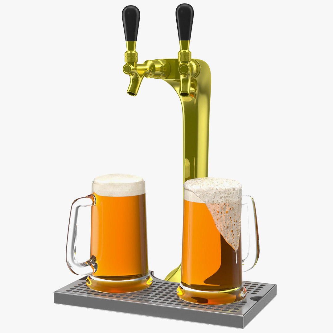 Double tap brass draft beer 3D model - TurboSquid 1623311