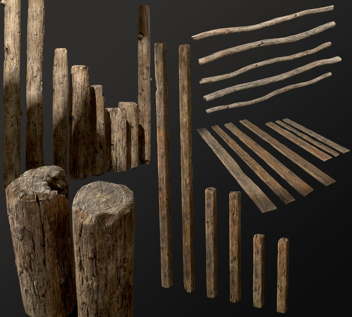 old planks 26 pieces 3D model https://static.turbosquid.com/Preview ...