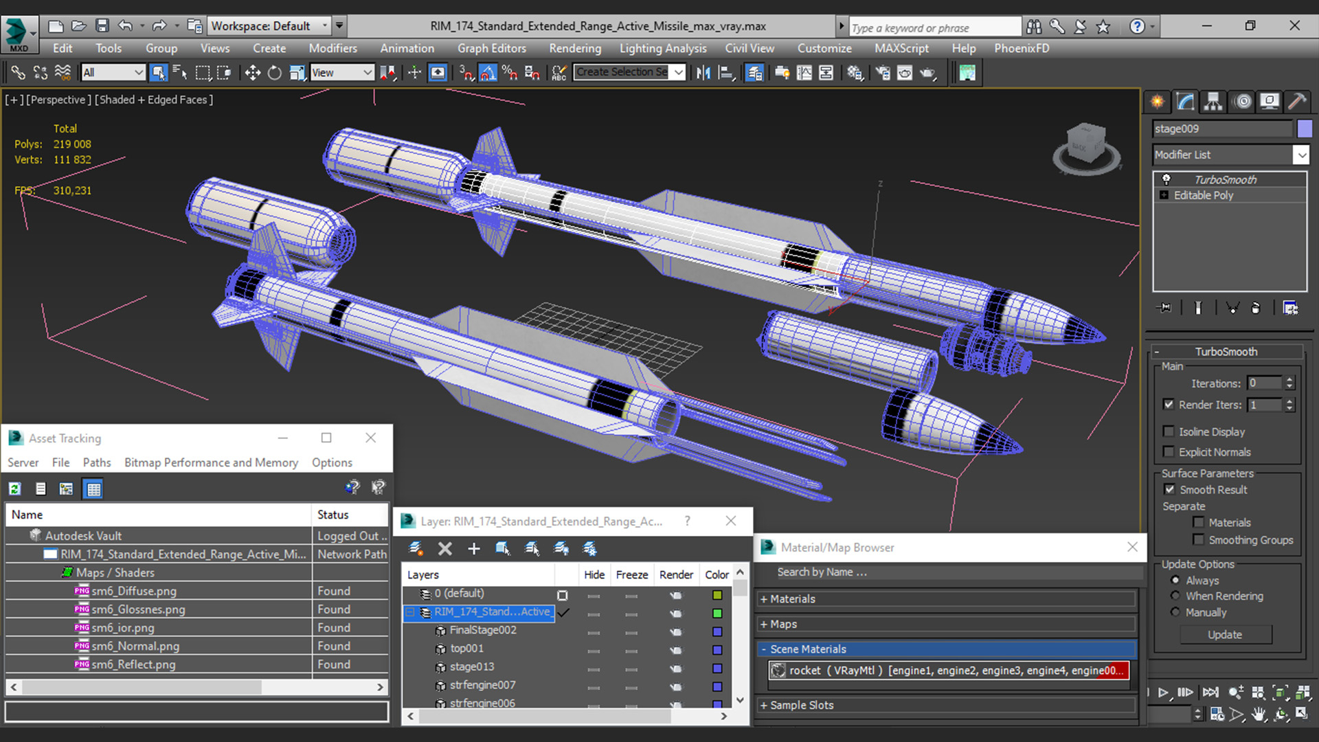modelo 3d RIM 174 Standard Extended Range Active Missile - TurboSquid ...