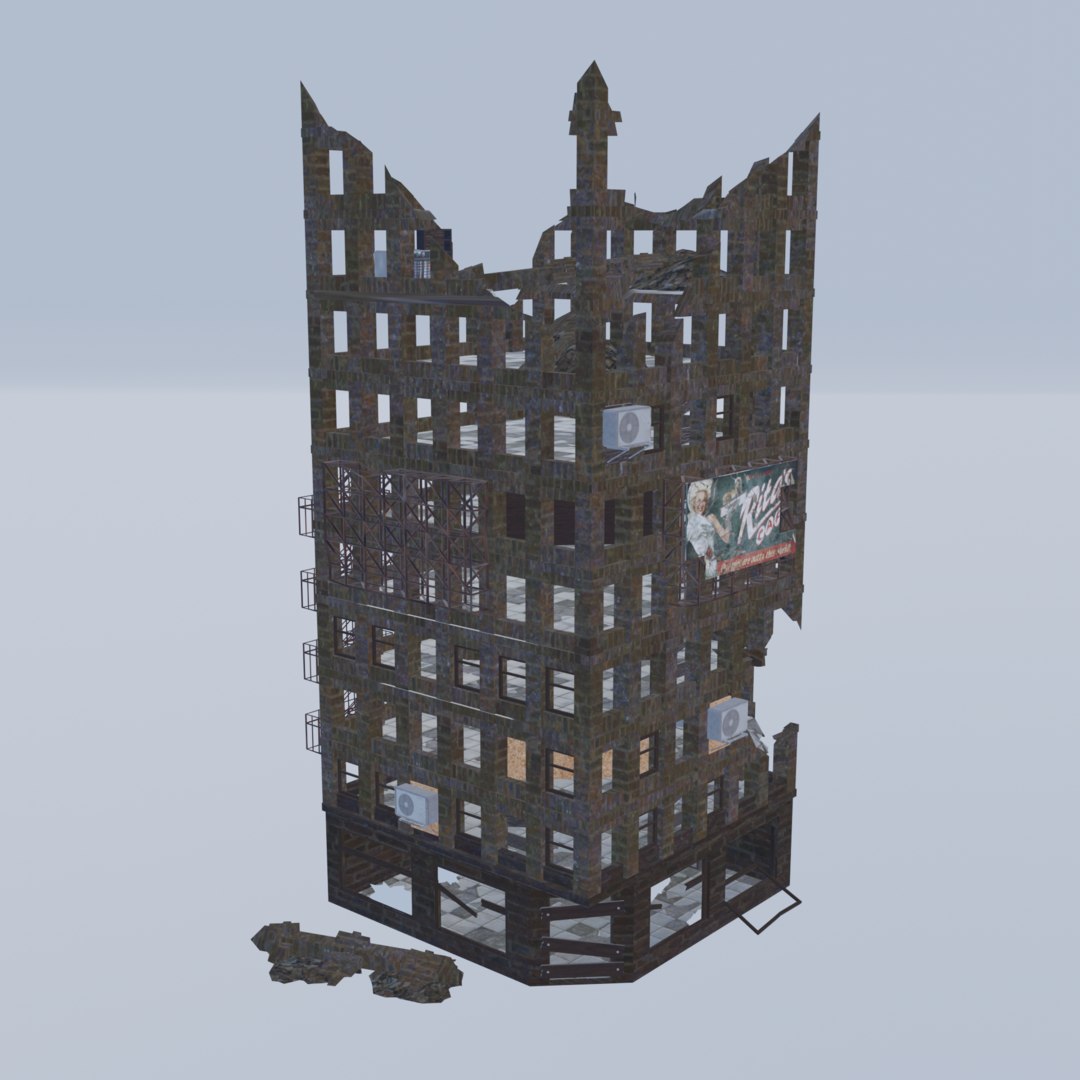 3D model old apocalyptic destroyed building - TurboSquid 1624322