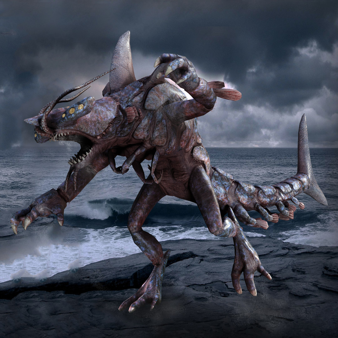 3D shark lobster character monster - TurboSquid 1624773