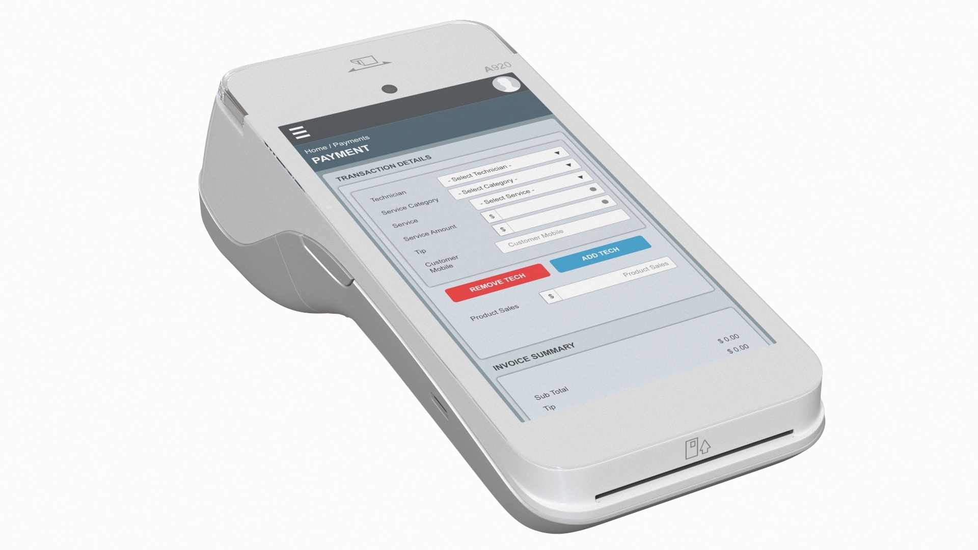 A920 payment tablet terminal 3D model - TurboSquid 1625249