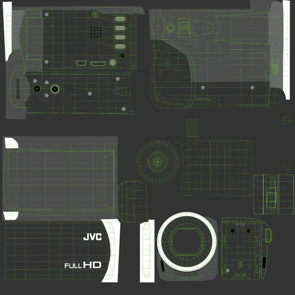 3d low-poly jvc ex310 black